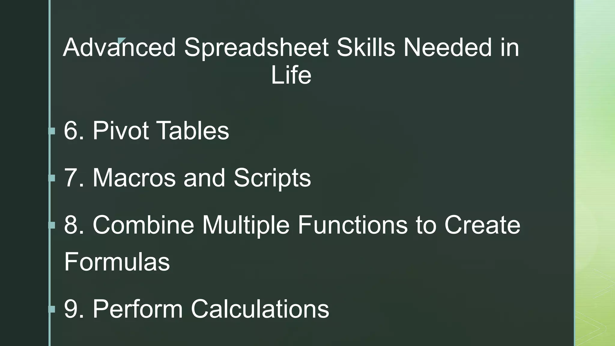 Advanced-Spreadsheet-Skills.pdf | Computing | Technology & Computing
