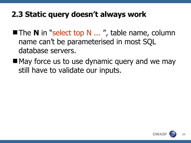 Advanced Topics On Sql Injection Protection | PPT