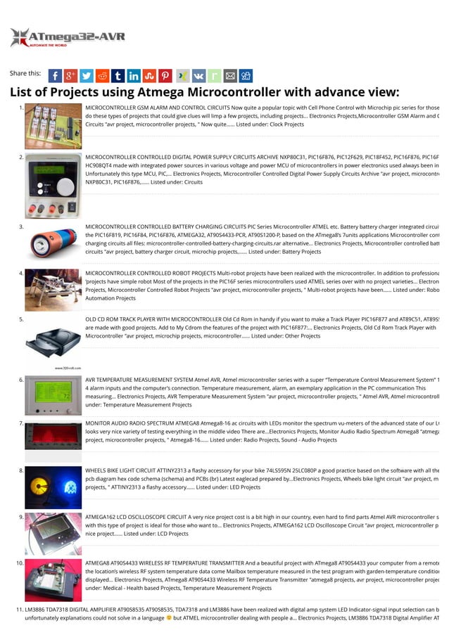 Advanced view-of-atmega-microcontroller-1673-projects-list-nov-2019-at mega32-avr | PDF