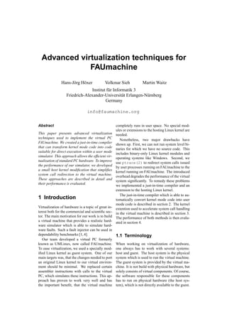 Advanced virtualization techniques for FAUmachine | PDF | Operating Systems | Computer Software ...