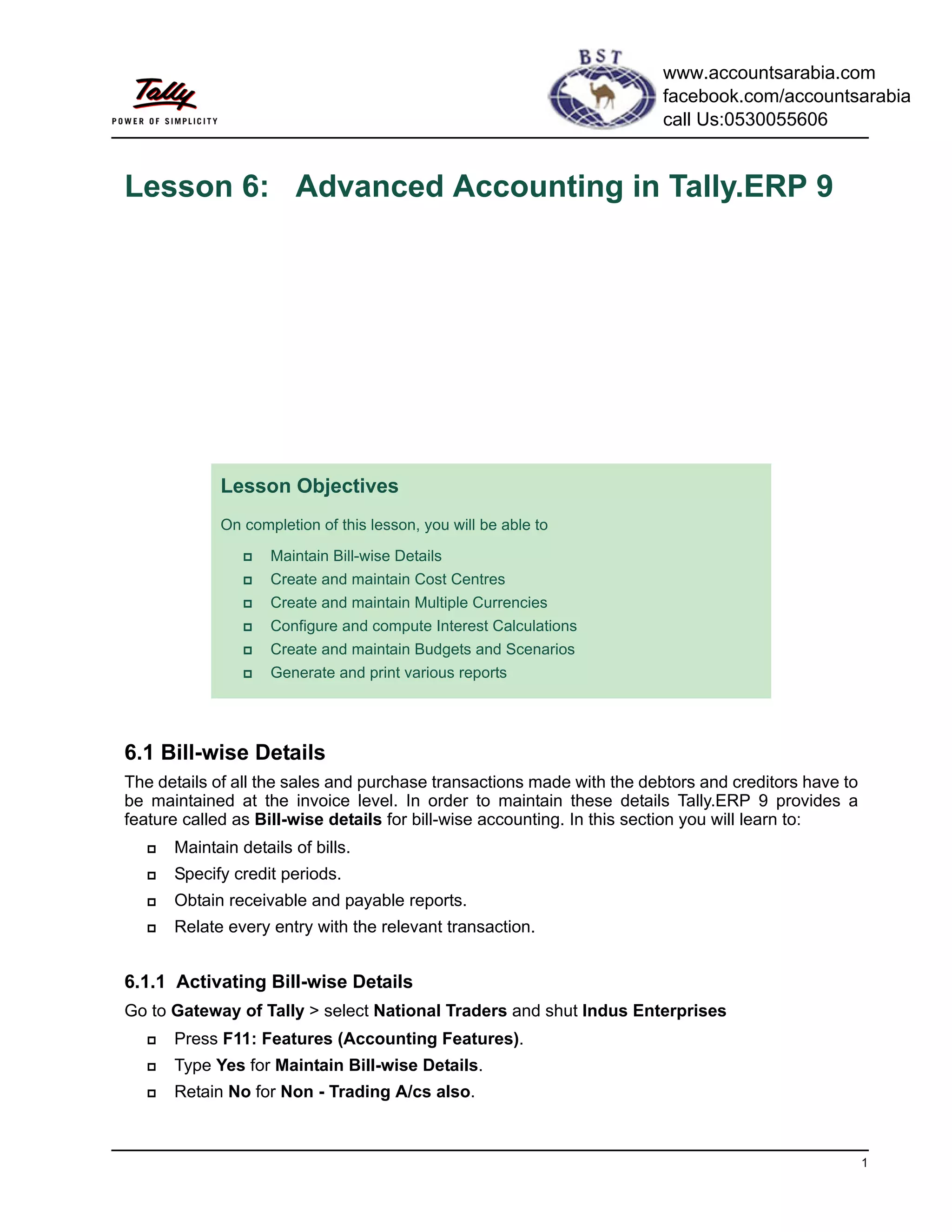 Advanced accounting in Tally ERP 9 | PDF