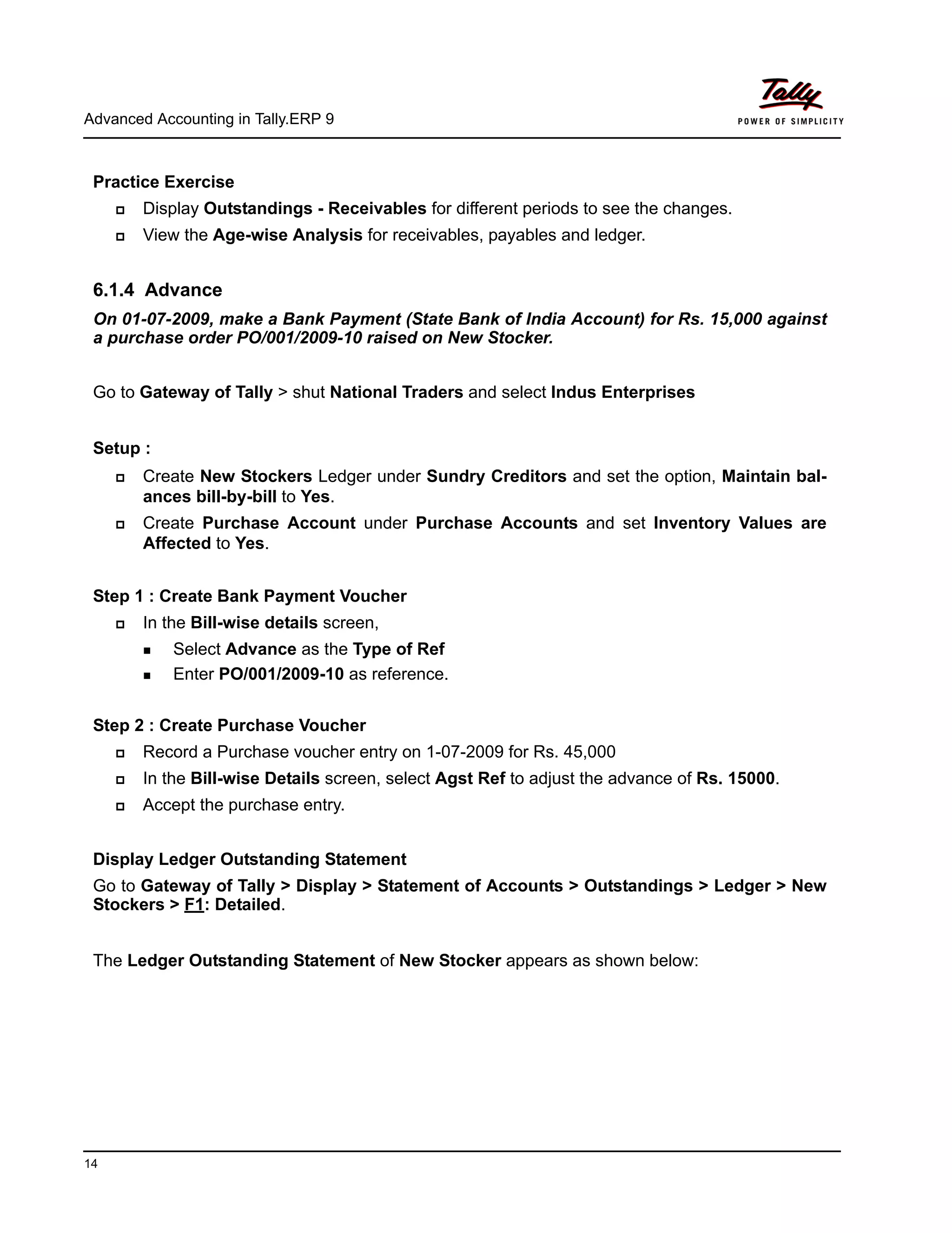 Advanced accounting in Tally ERP 9 | PDF