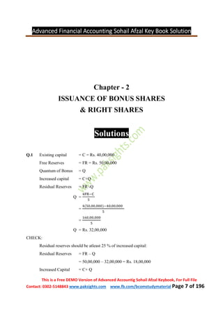 Advanced accounting by sohail afzal keybook solution pdf | PDF