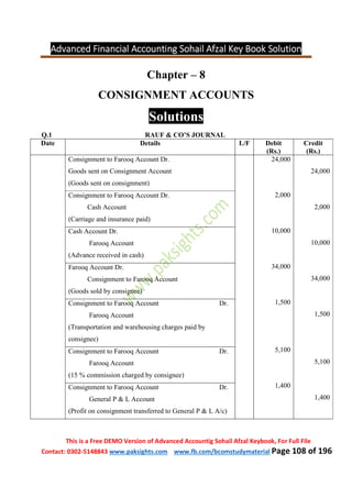 Advanced accounting by sohail afzal keybook solution pdf | PDF