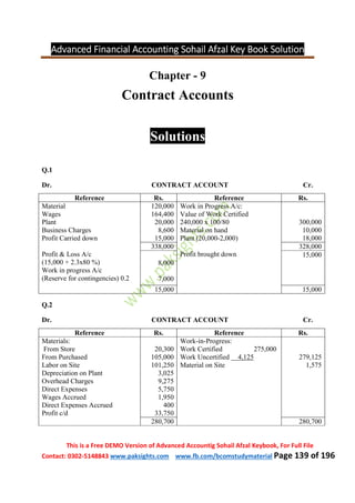 Advanced accounting by sohail afzal keybook solution pdf | PDF