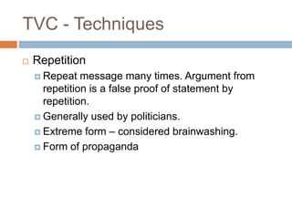 Advanced advertising tvc - techniques | PPT