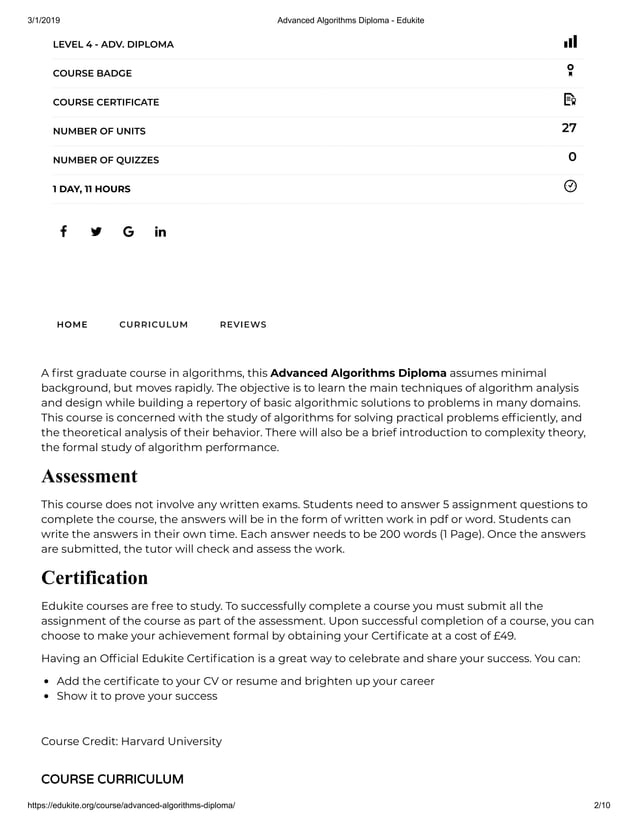 Advanced Algorithms Diploma Edukite Pdf 