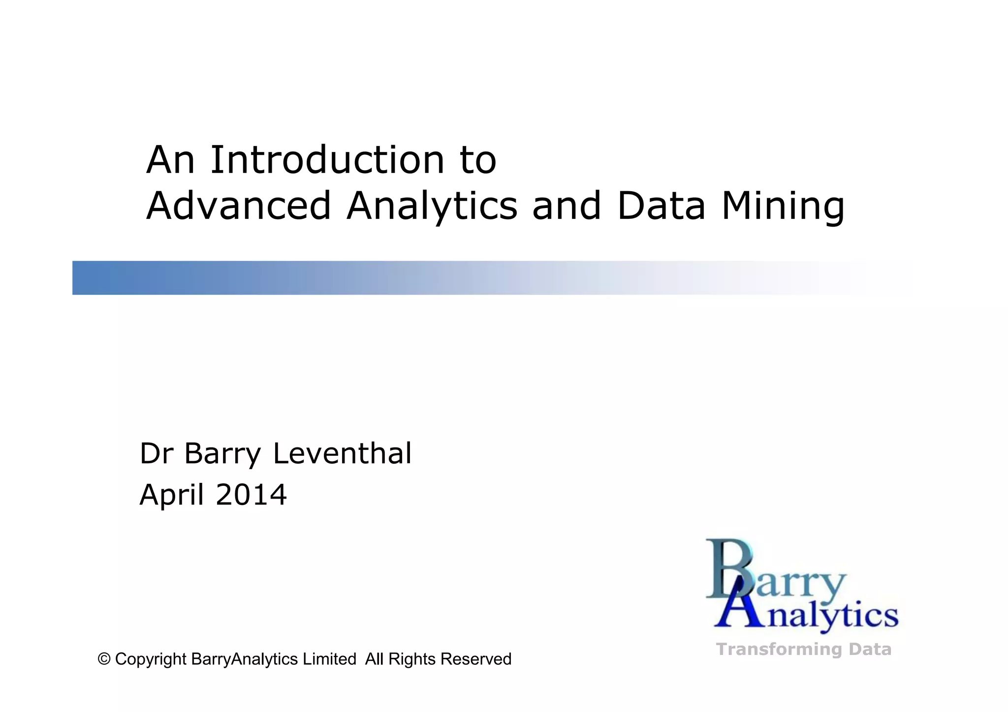An Introduction To Advanced Analytics And Data Mining Ppt 8785