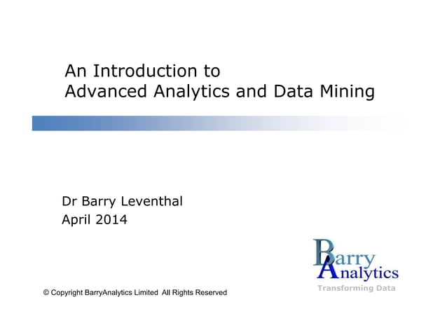 An Introduction to Advanced analytics and data mining | PDF | Databases | Computer Software and ...
