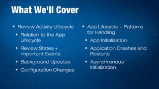 Advanced android app lifecycle + Patterns | PPT