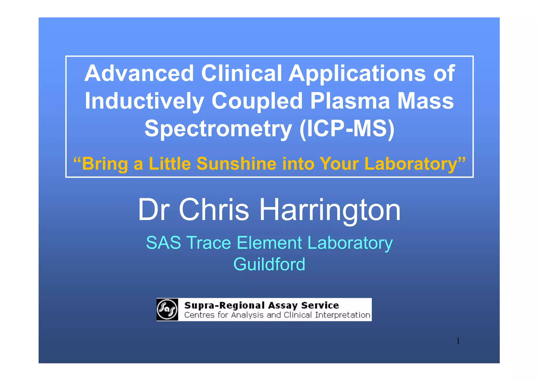 Advanced Clinical Applications of ICP-MS | PDF