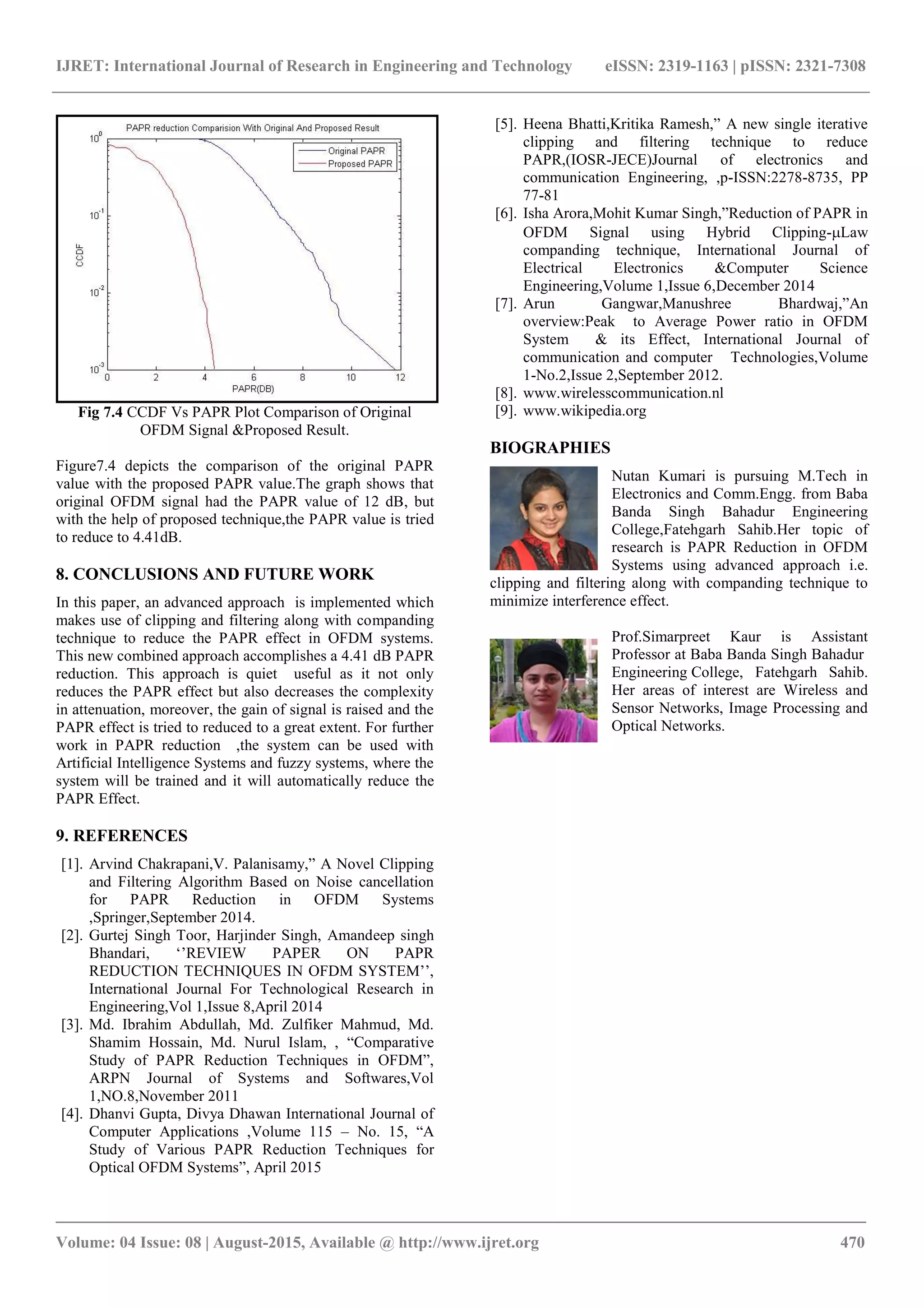 Advanced approach for reducing papr in ofdm systems to minimize interference effect | PDF ...