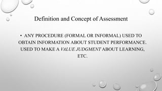 Advanced assessment and evaluation (role of assessment and measurement ...