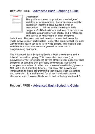 Advanced bash scripting guide | PDF
