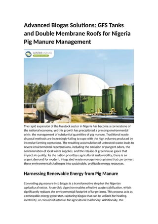 Advanced Biogas Solutions-GFS Tanks and Double Membrane Roofs for ...