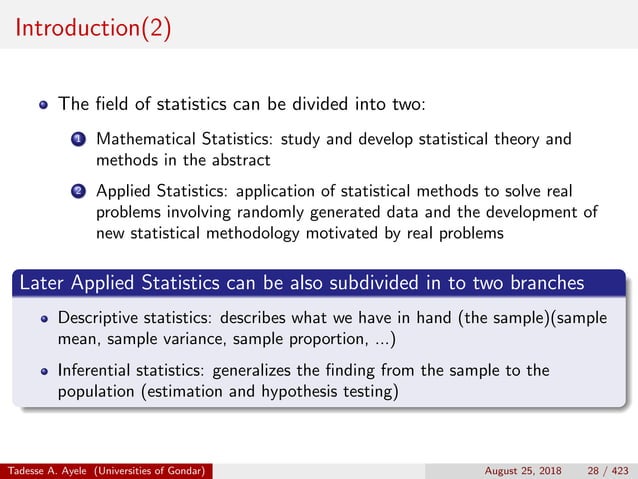Advanced Biostatistics Course Note_Summer_Tadesse Awoke 2018.pdf | Educational Assessment ...