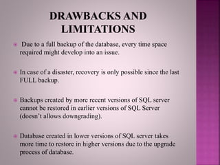 Backup and recovery in sql server database | PPTX