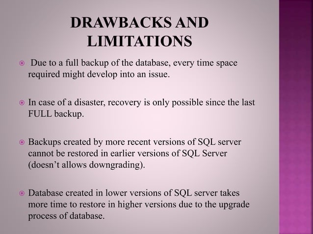 Backup and recovery in sql server database | PPTX