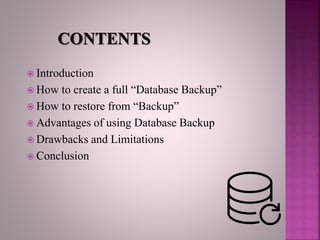 Backup and recovery in sql server database | PPT