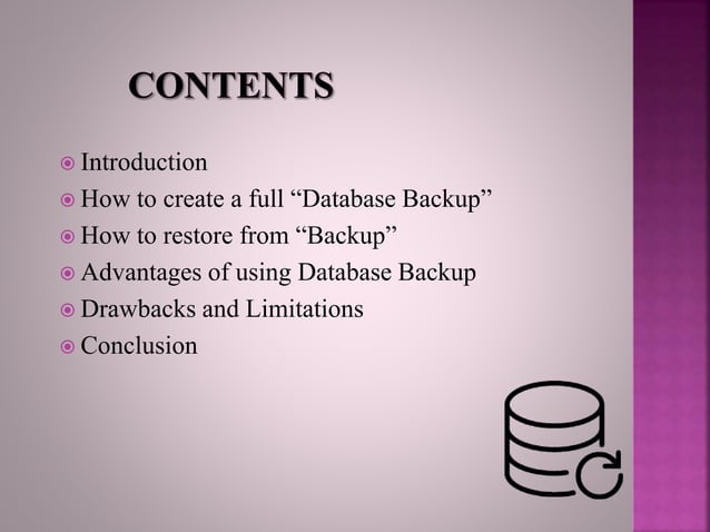 Backup and recovery in sql server database | PPTX