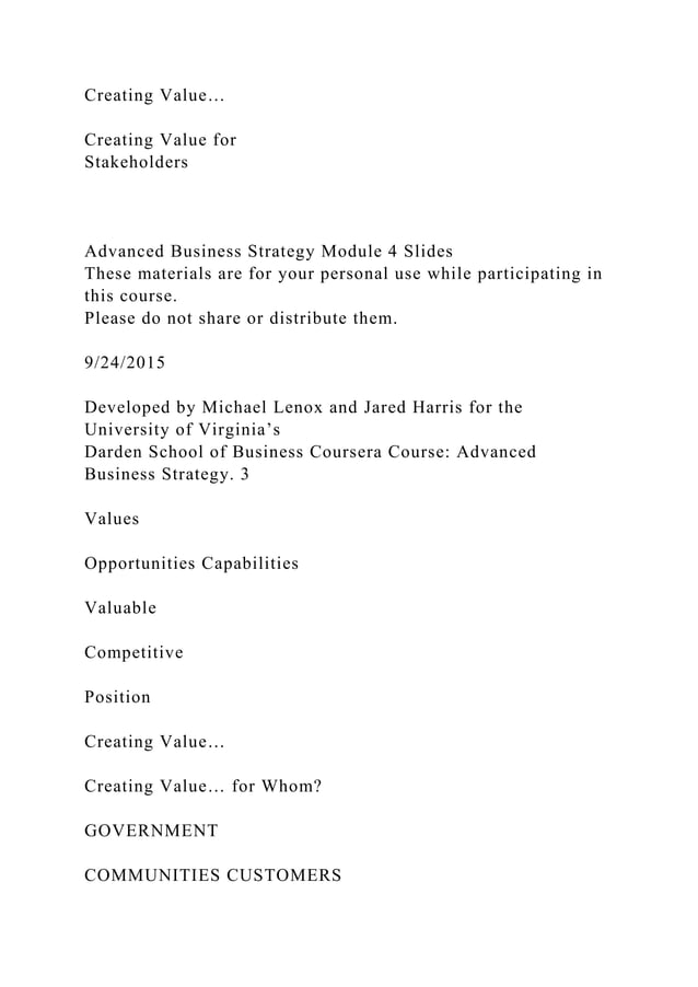 Advanced Business Strategy Module 4 SlidesThese materials ar.docx ...