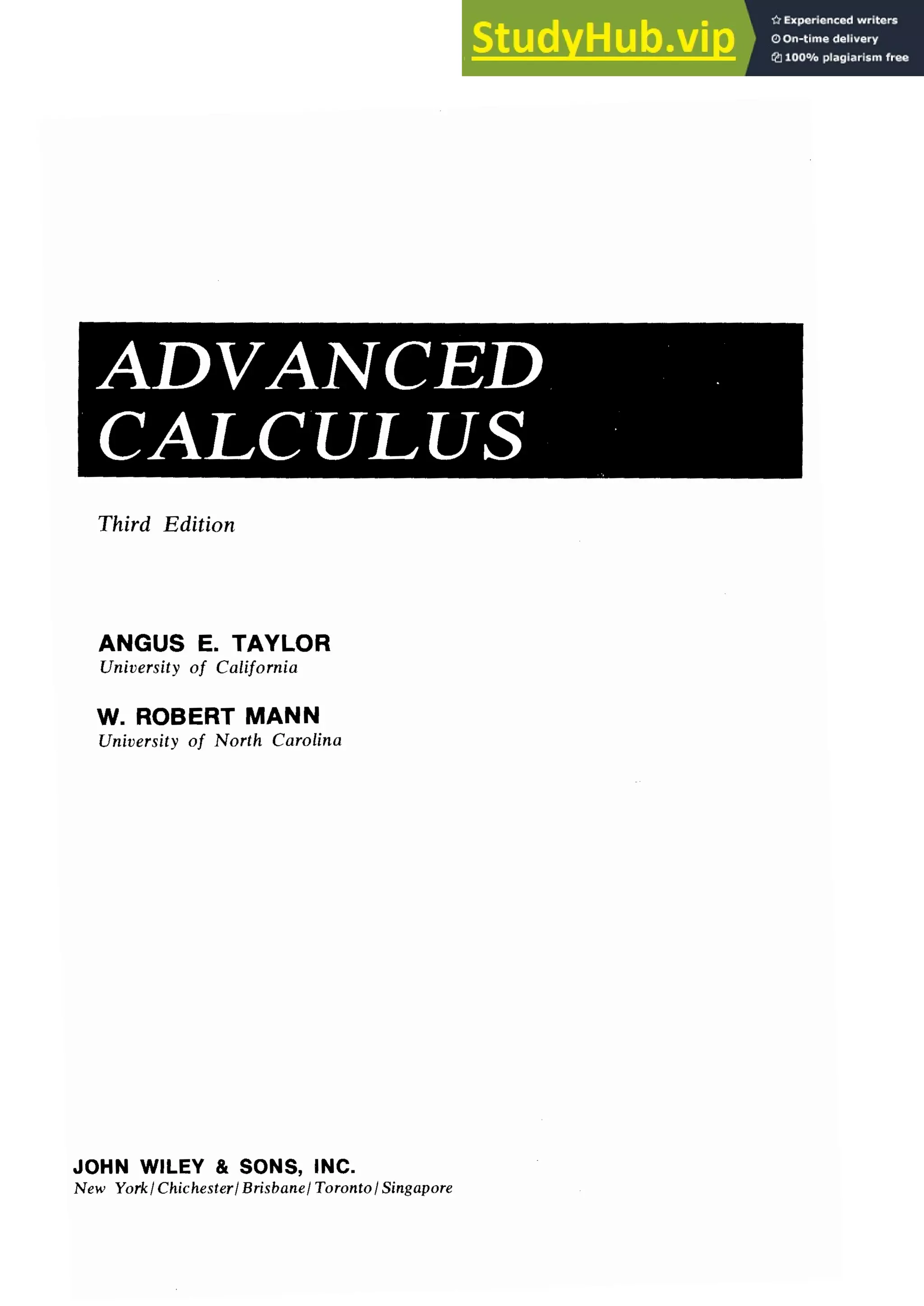 Advanced Calculus 3Rd Edition - Taylor Angus Wiley.Fayez | PDF