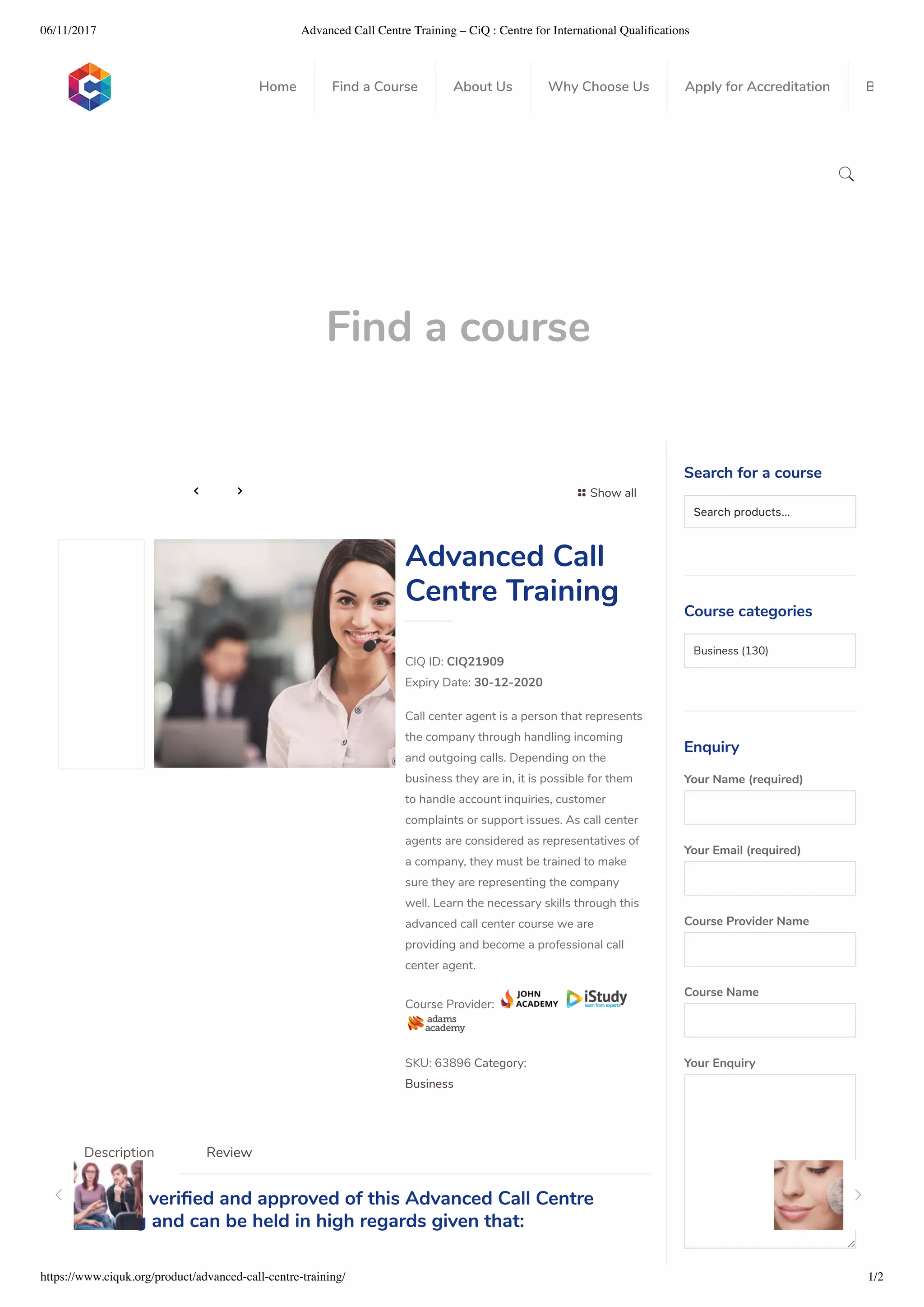Advanced call centre training – CIQ | PDF
