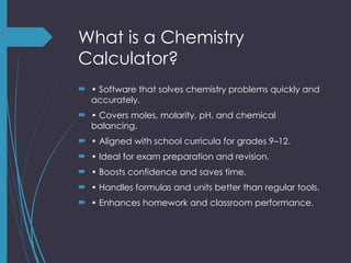 Advanced Chemistry Calculator for Class 9–12 | Smart Learning Tool by ...