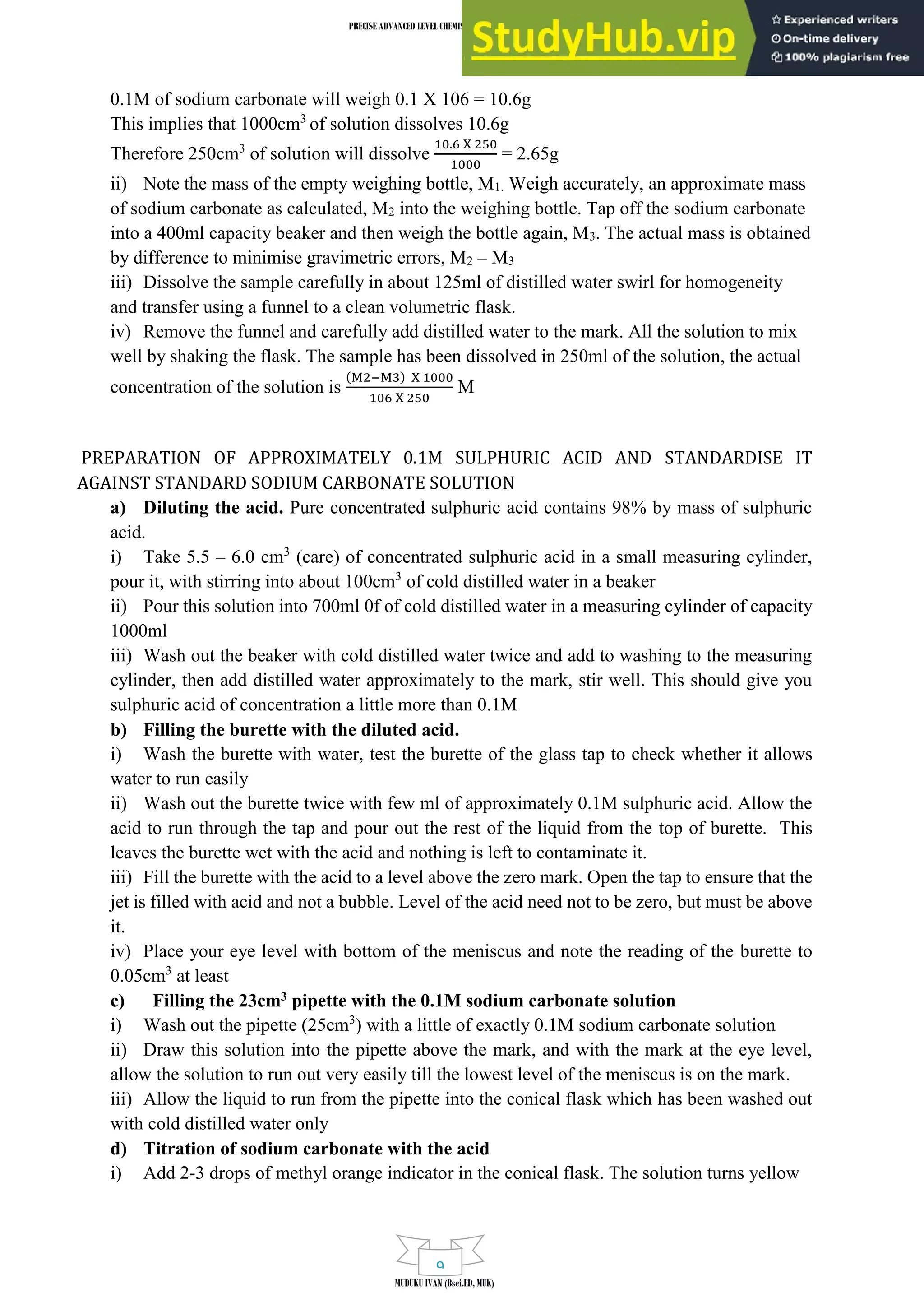 Advanced Chemistry Practical Guide | PDF