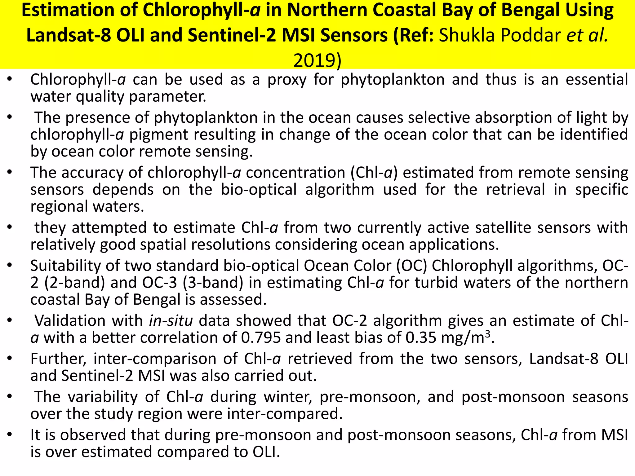 Advanced Chlorophyll estimation techniques in Aquatic Ecosystem ...