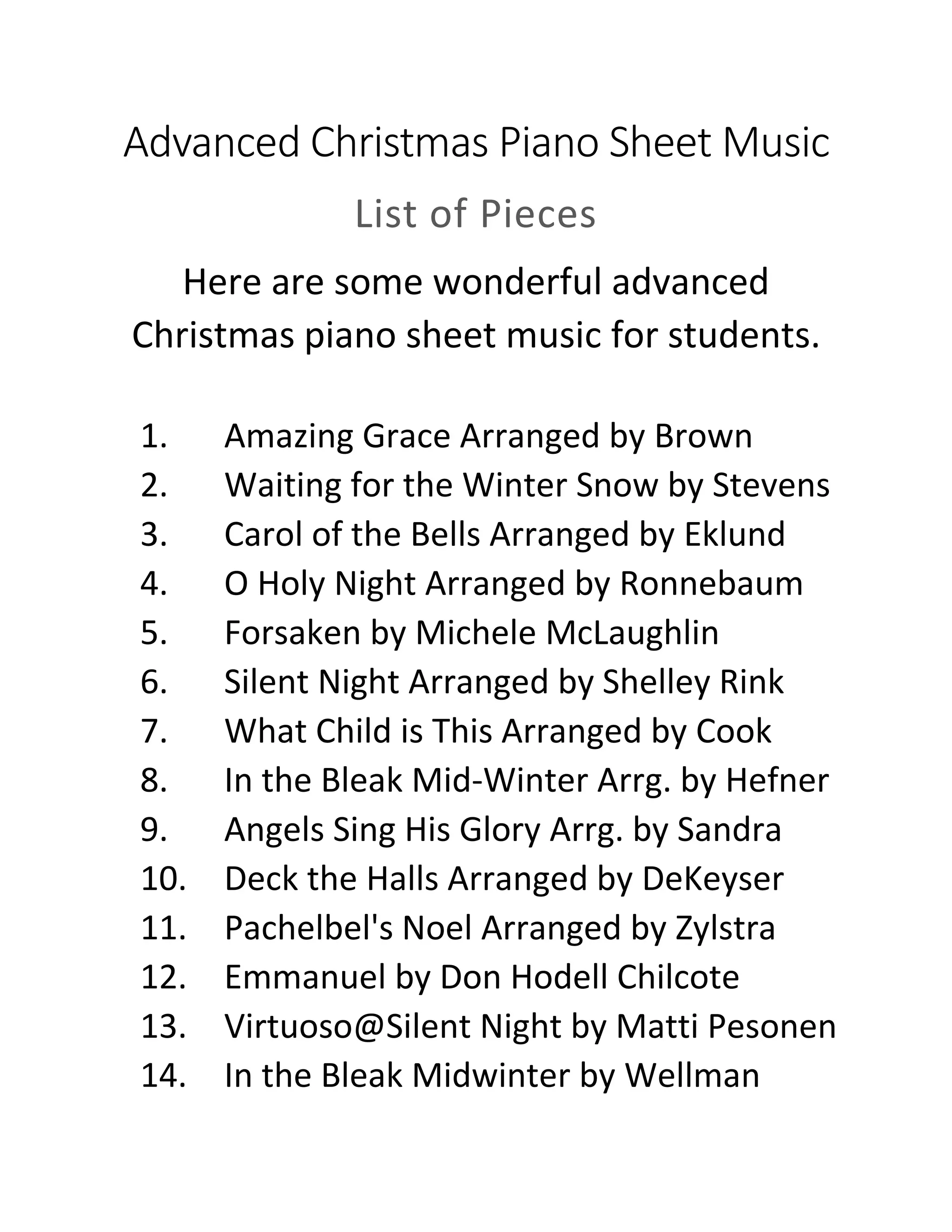 Advanced Christmas Piano Sheet Music | PDF