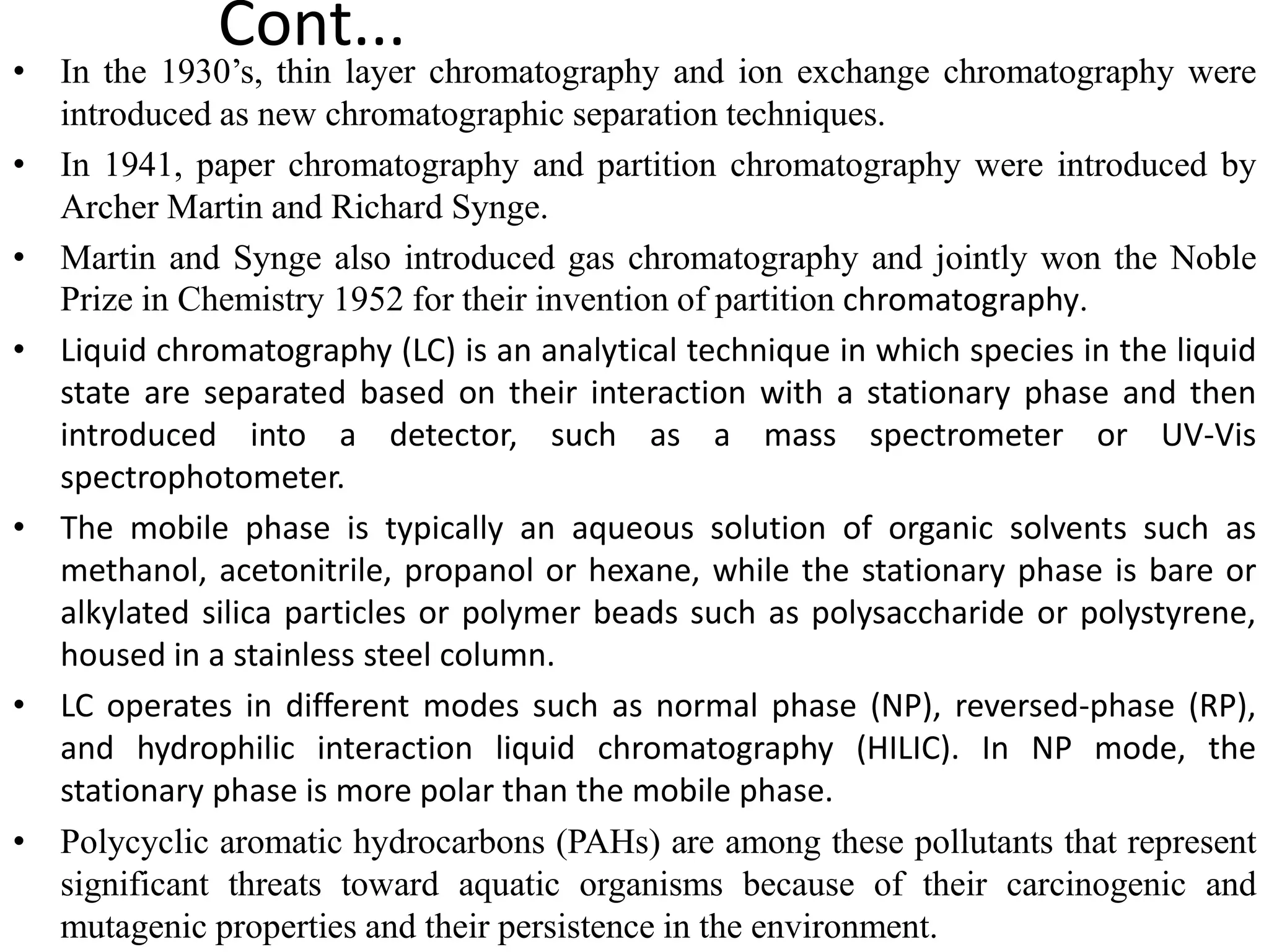Advanced chromatographic techniques application Aquatic environmental ...