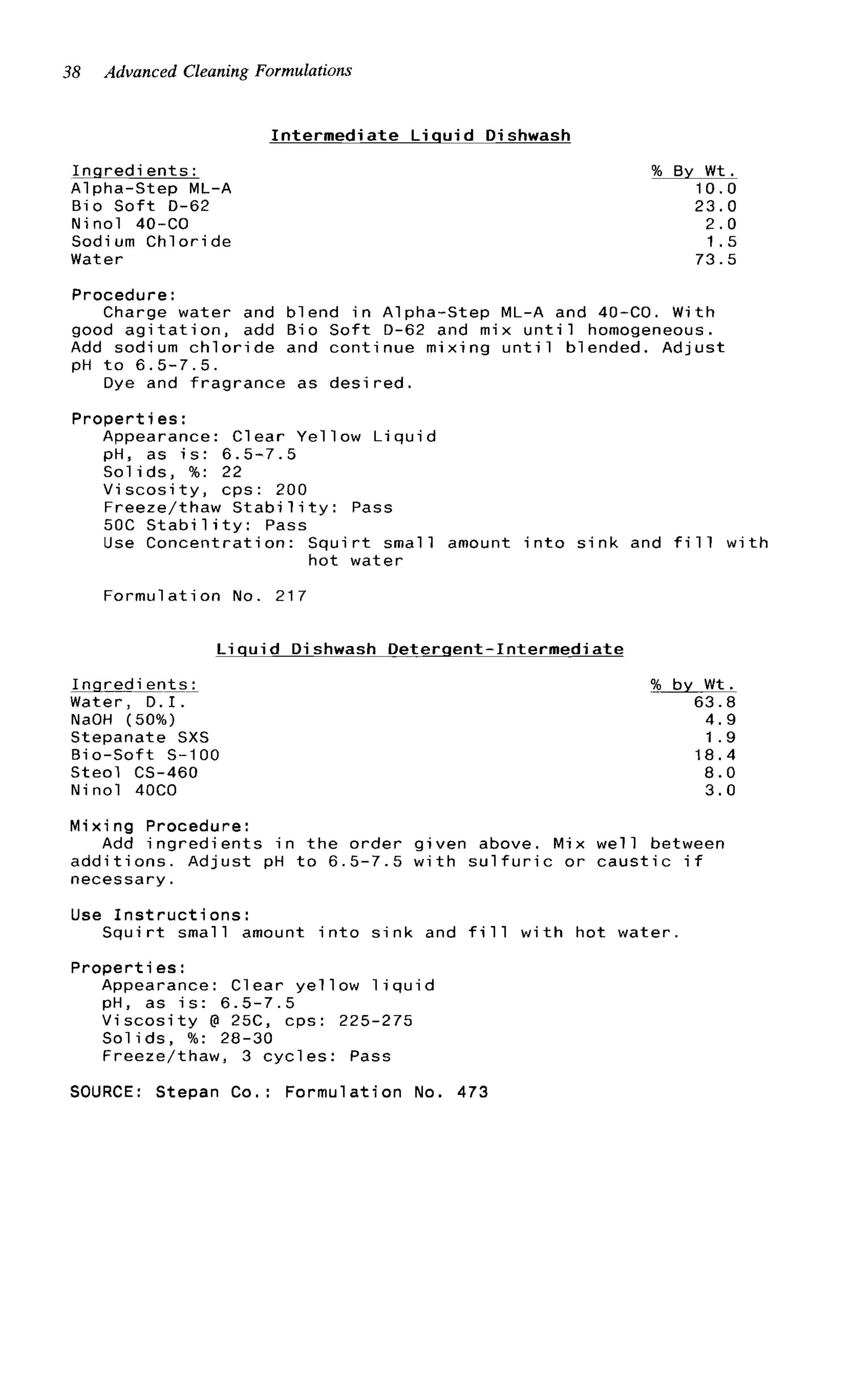 Advanced cleaning product formulations Vol. 2 | PDF