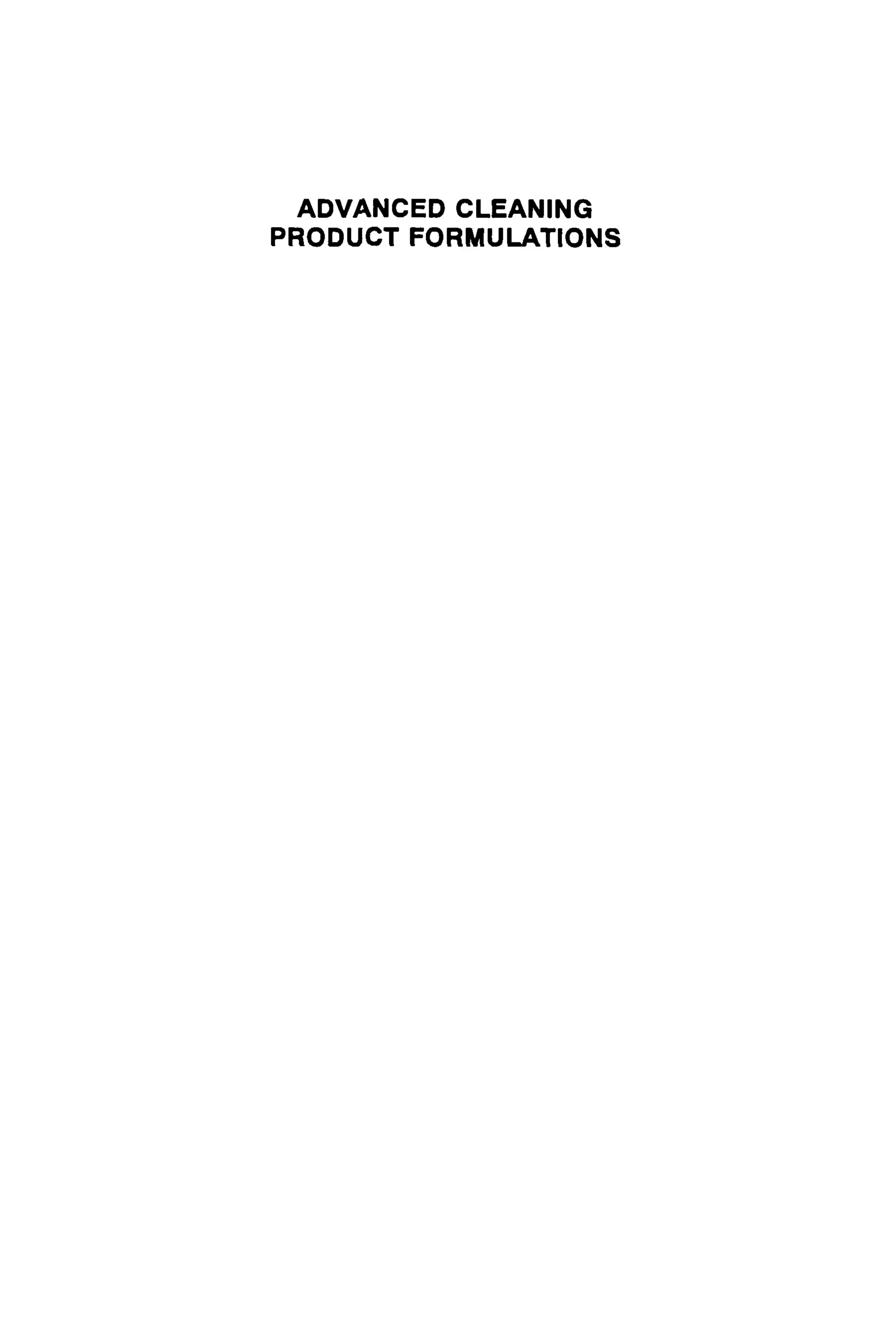 Advanced cleaning product formulations Vol. 4 | PDF
