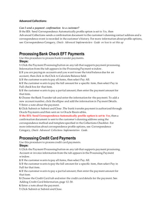 Advanced collections process | DOCX | Credit Cards | Personal Debt