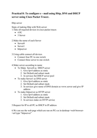 Advanced computer network lab manual (practicals in Cisco Packet tracer ...