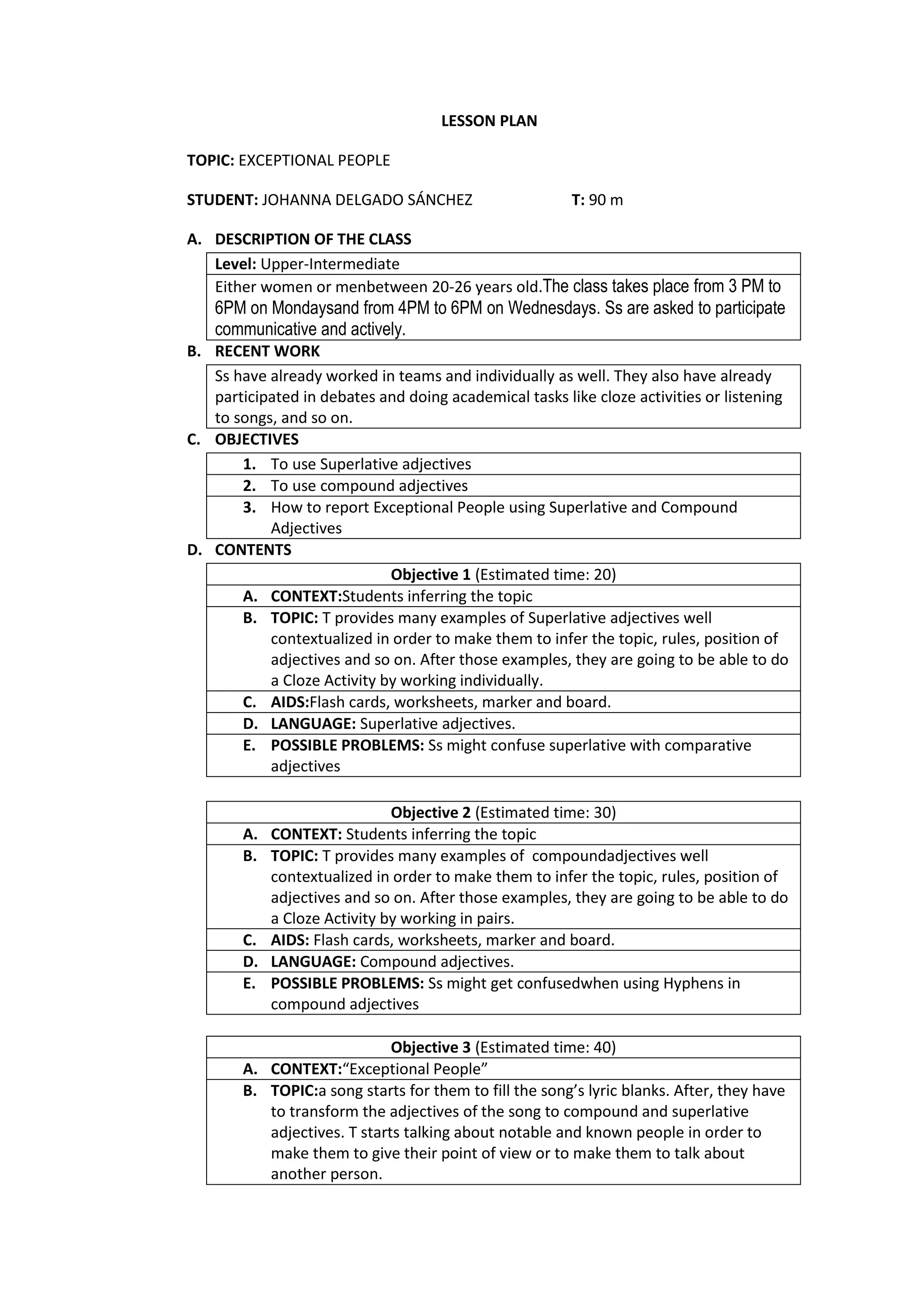 Exceptional People - Lesson plan | DOCX