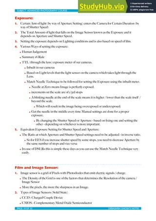 Advanced Course In Photography Basic Principles Of Photography | PDF