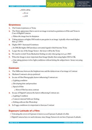 Advanced Course In Photography Basic Principles Of Photography | PDF