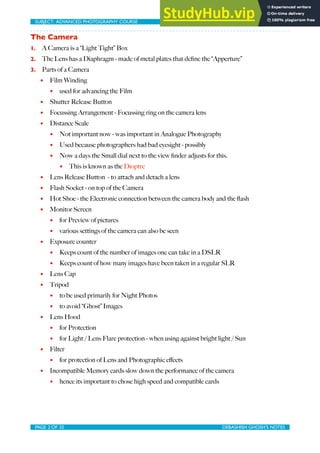 Advanced Course In Photography Basic Principles Of Photography | PDF