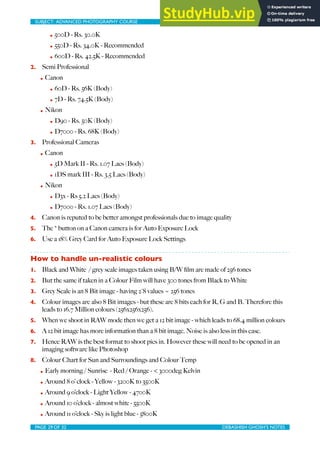 Advanced Course In Photography Basic Principles Of Photography | PDF