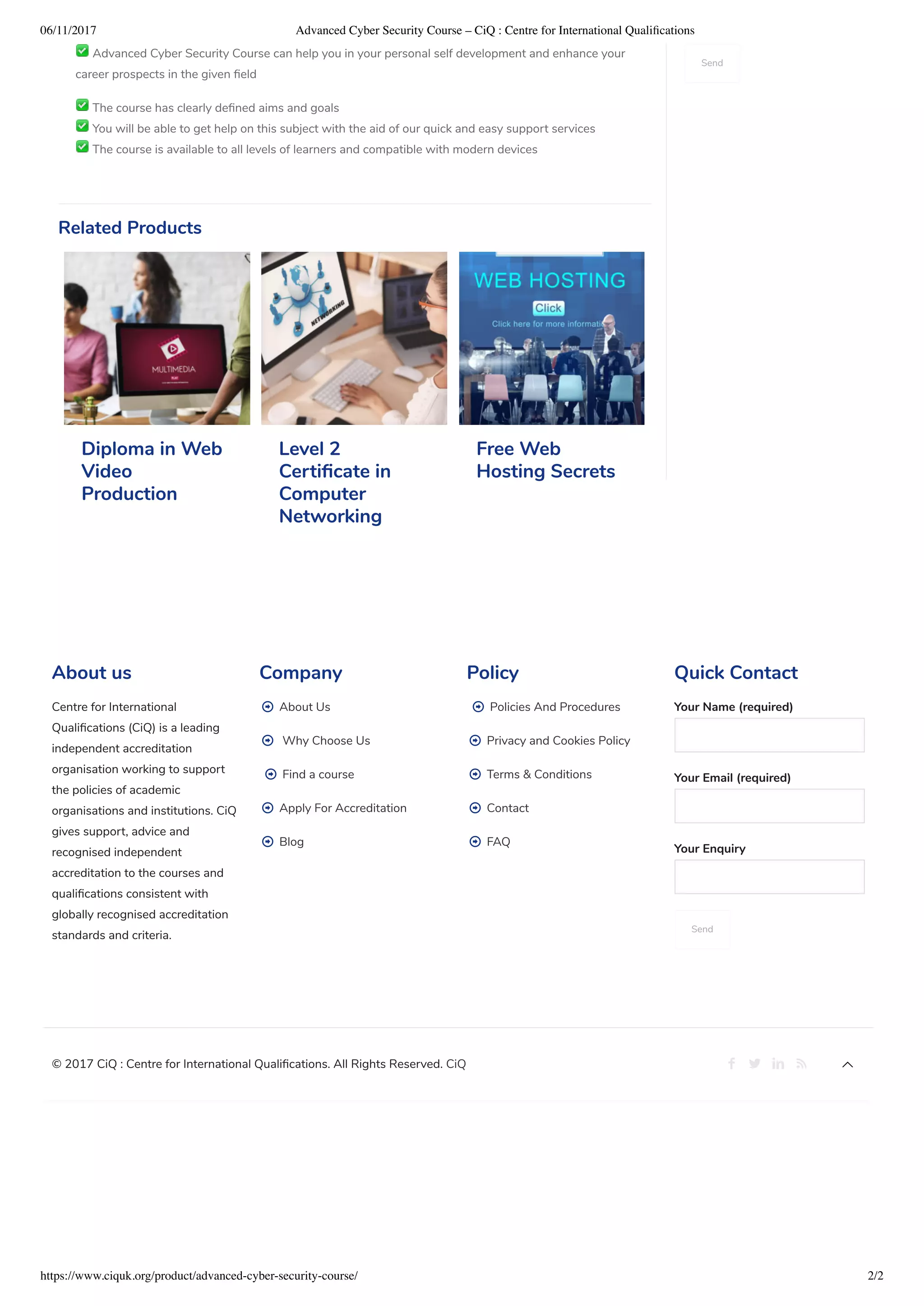 Advanced cyber security course – CIQ | PDF Advanced cyber security course – CIQ | PDF