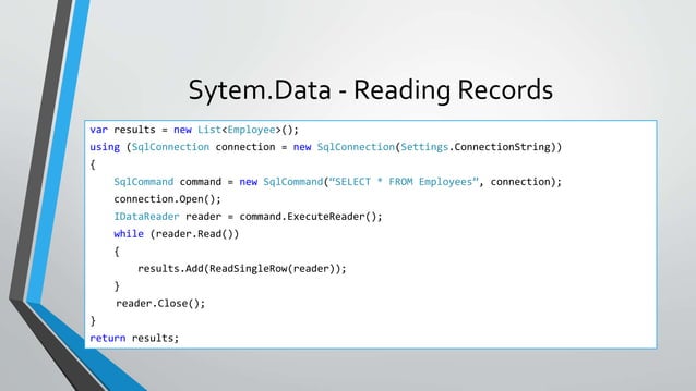 Advanced data access with Dapper | PPT