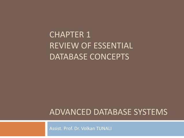 Advanced Database Systems Ch 1 Review Pdf