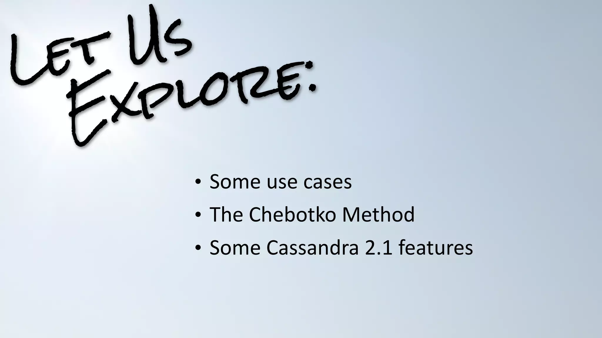 Cassandra Day Chicago 2015: Advanced Data Modeling | PDF