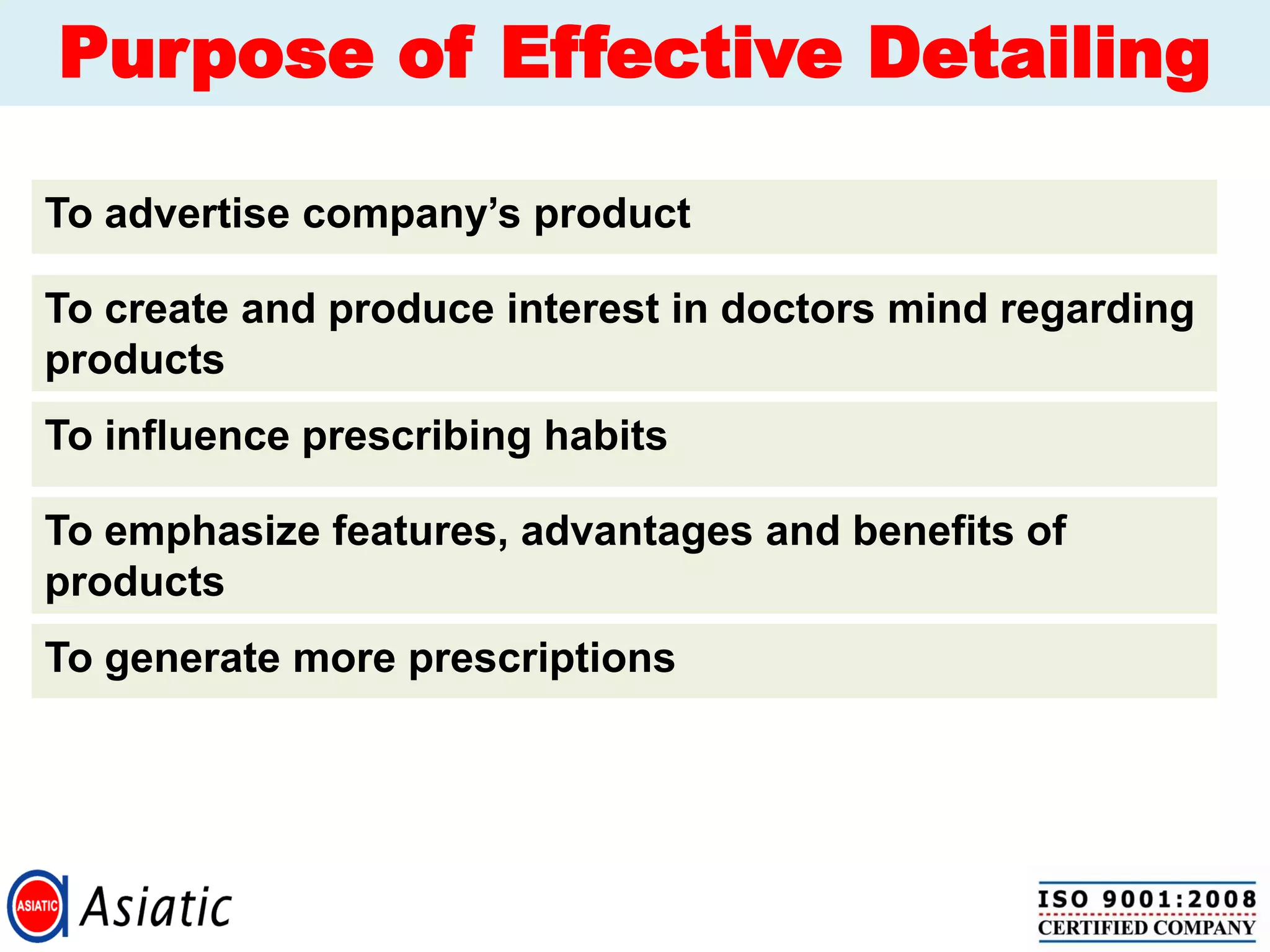 Advanced detailing skill for pharmaceutical sales and marketing ...