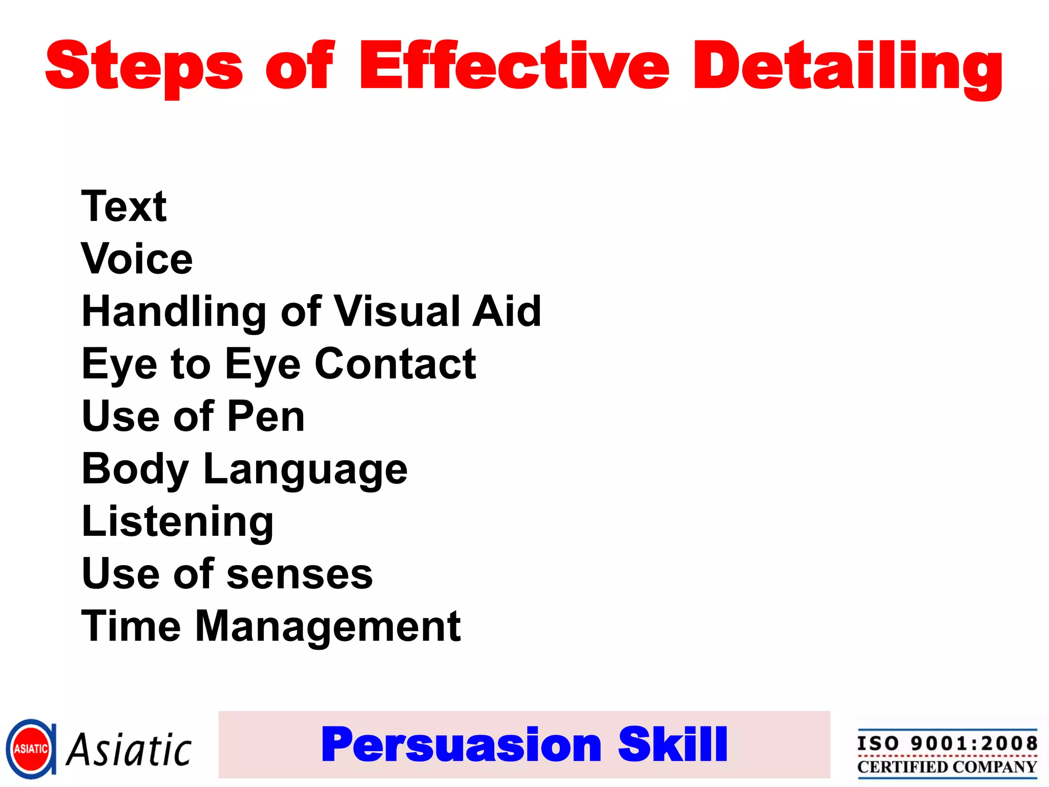 Advanced detailing skill for pharmaceutical sales and marketing ...