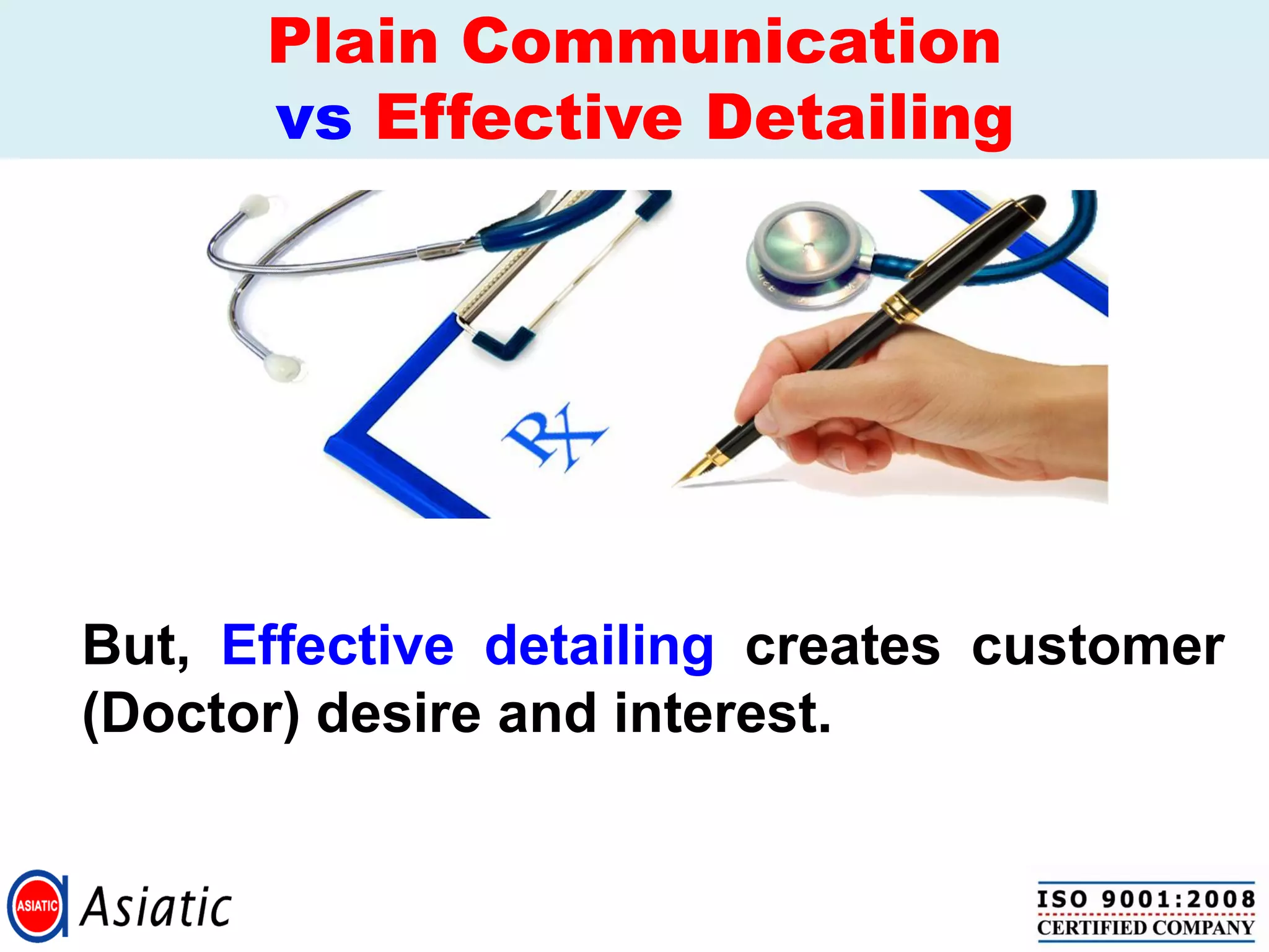 Advanced detailing skill for pharmaceutical sales and marketing ...