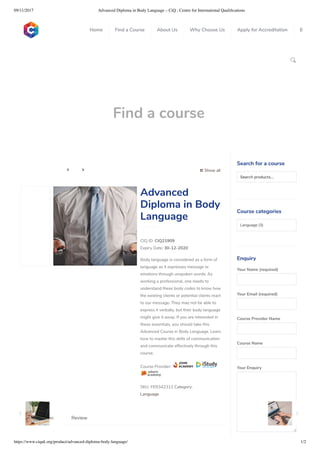 Advanced diploma in body language – CIQ | PDF