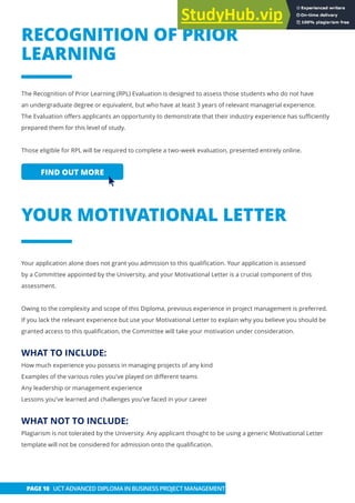 ADVANCED DIPLOMA IN BUSINESS PROJECT MANAGEMENT INFORMATION PACK | PDF